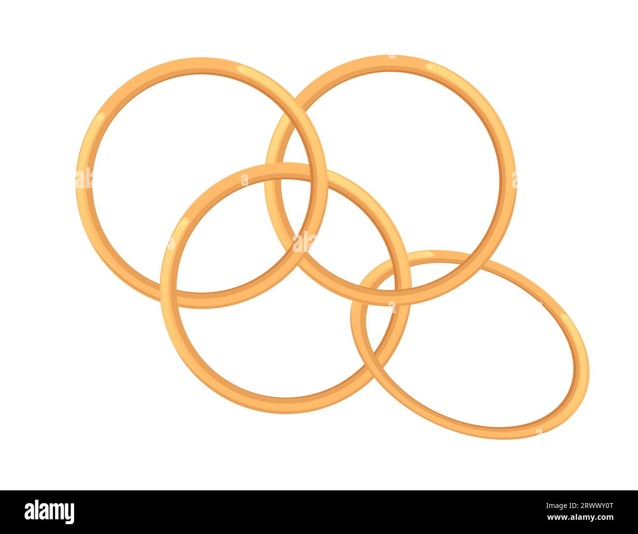 Four golden rings magic trick vector illustration isolated on white ...