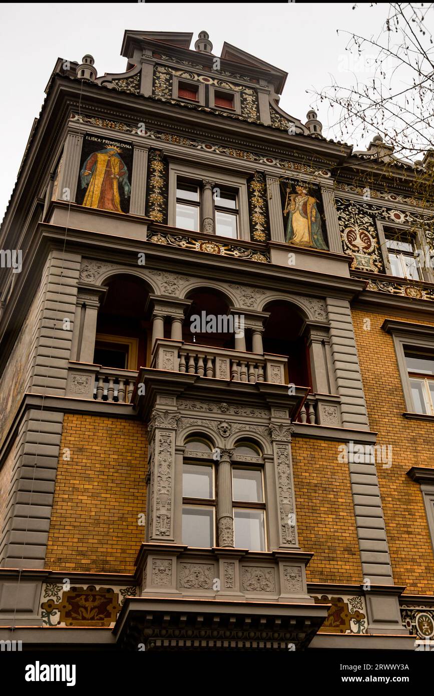 Bohemian Neo-Renaissance architecture on the riverfront in Prague ...