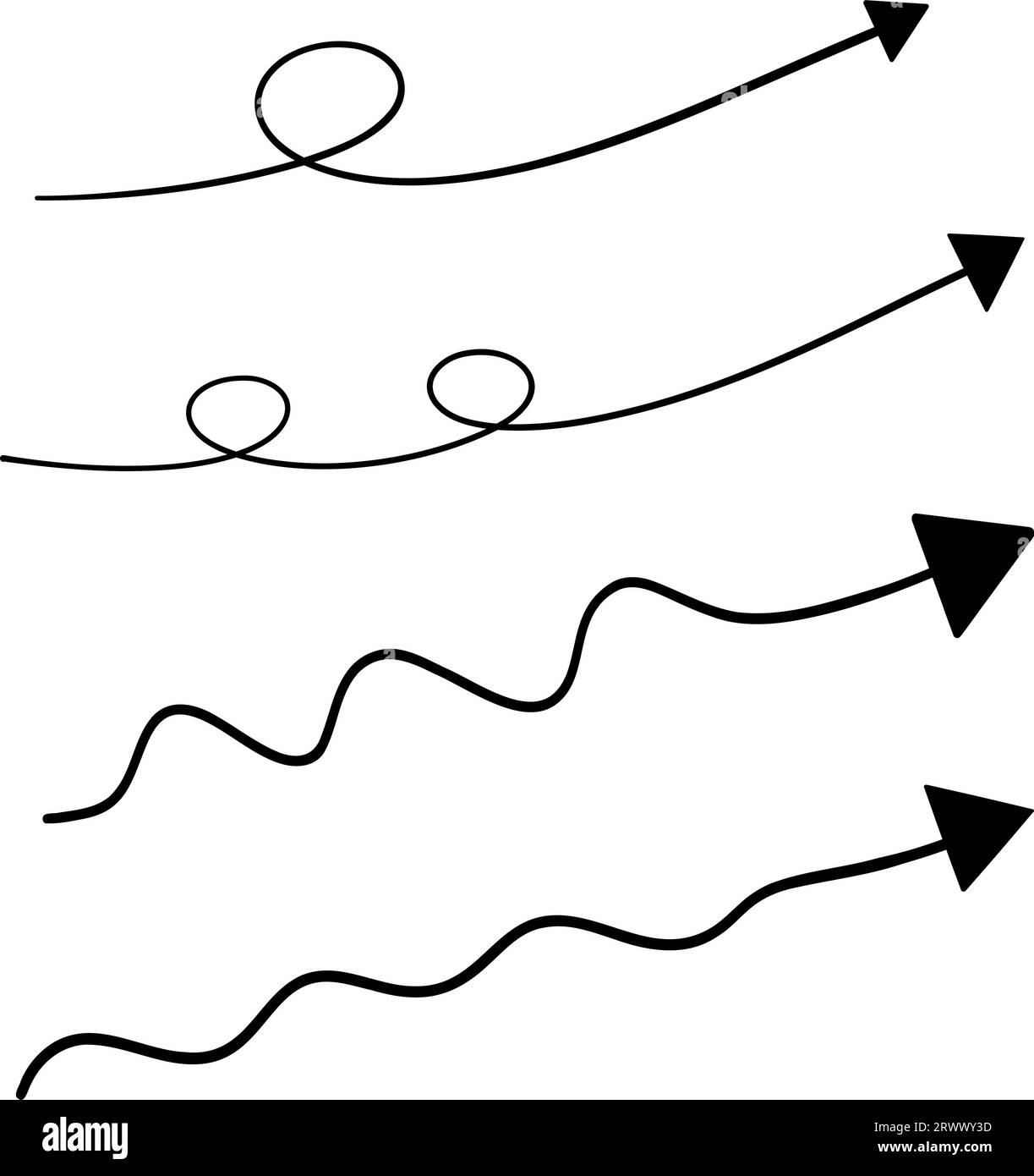 Hand drawn line arrows on white background. Isolated Stock Vector Image ...