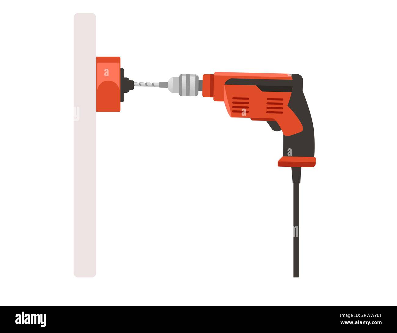 Professional home drilling a concrete wall vector illustration on white ...