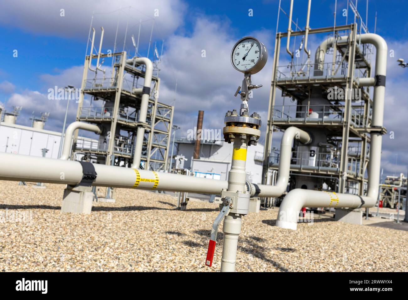 Manometer on natural gas pipeline compressor station with other gas ...