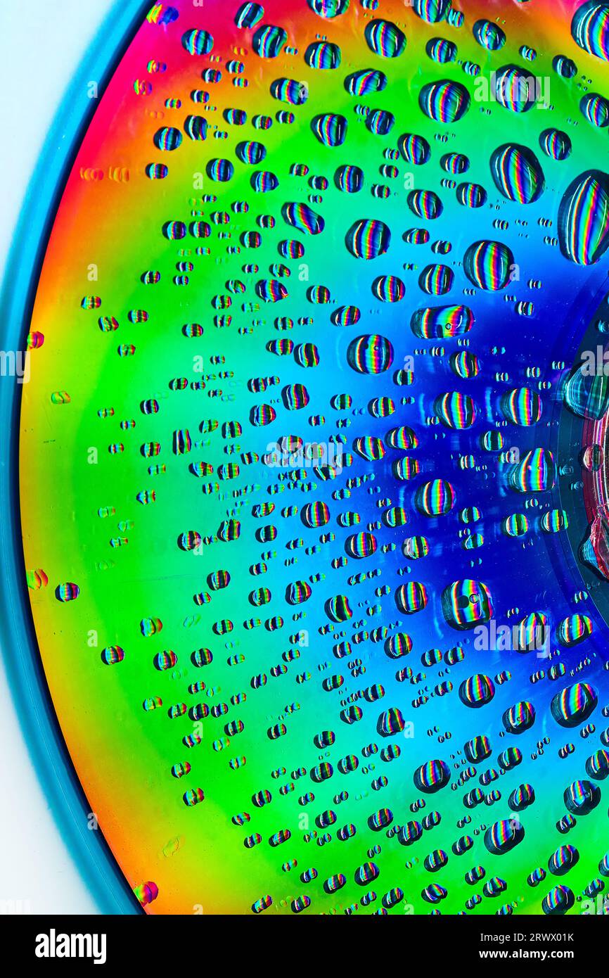 Dome of brilliant metallic colors with water drops on surface in ...