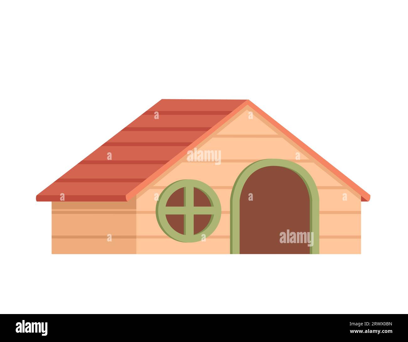 Wooden hamster house with window and door frame vector illustration ...
