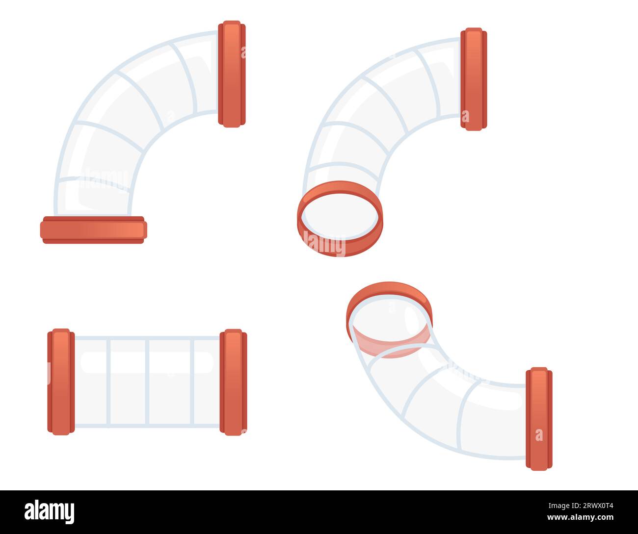 Set of transparent plastic tube pieces for tunnel vector illustration ...