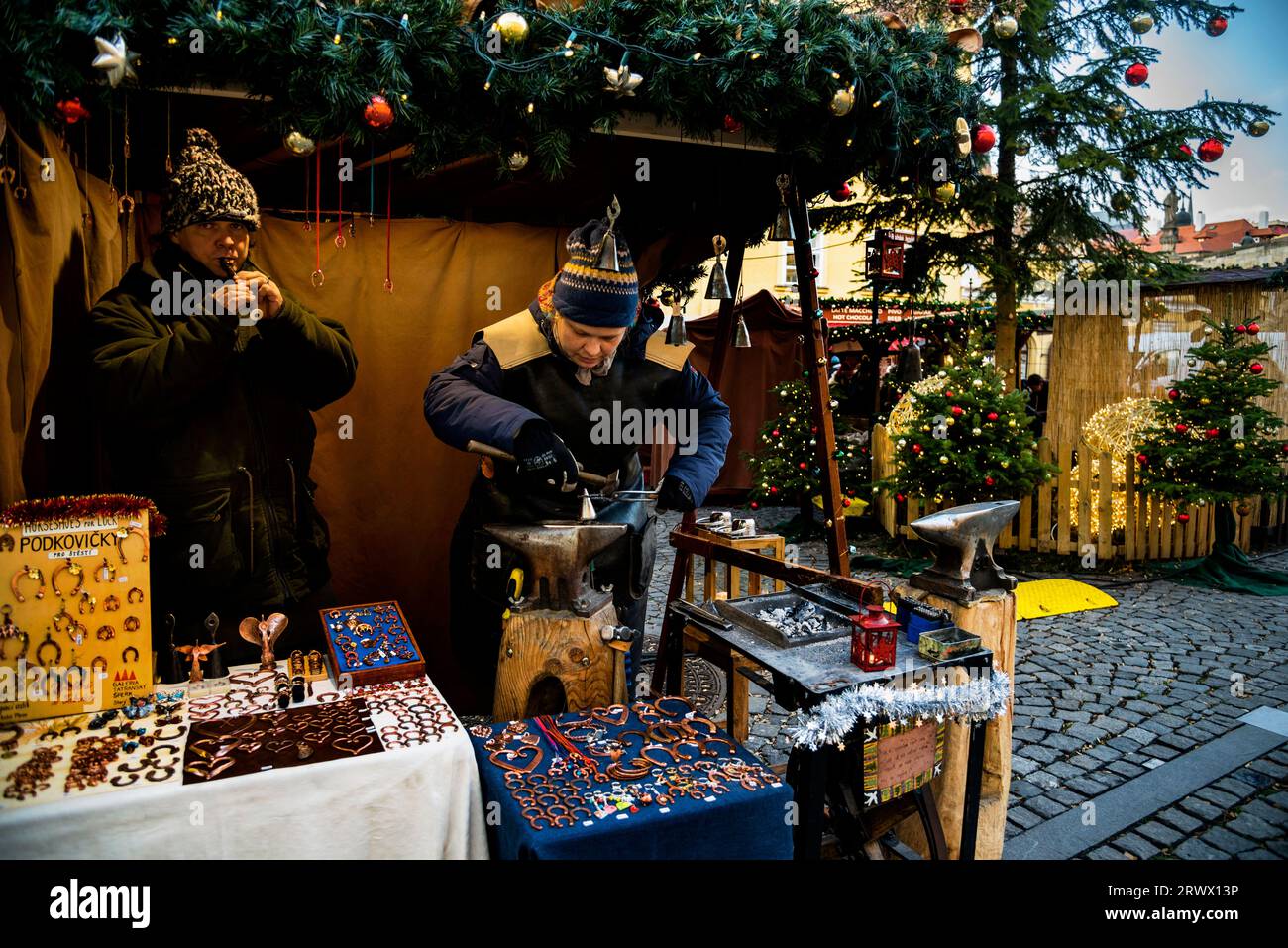 Traditional jewelry hand forged in the Kampa Island district of Prague ...