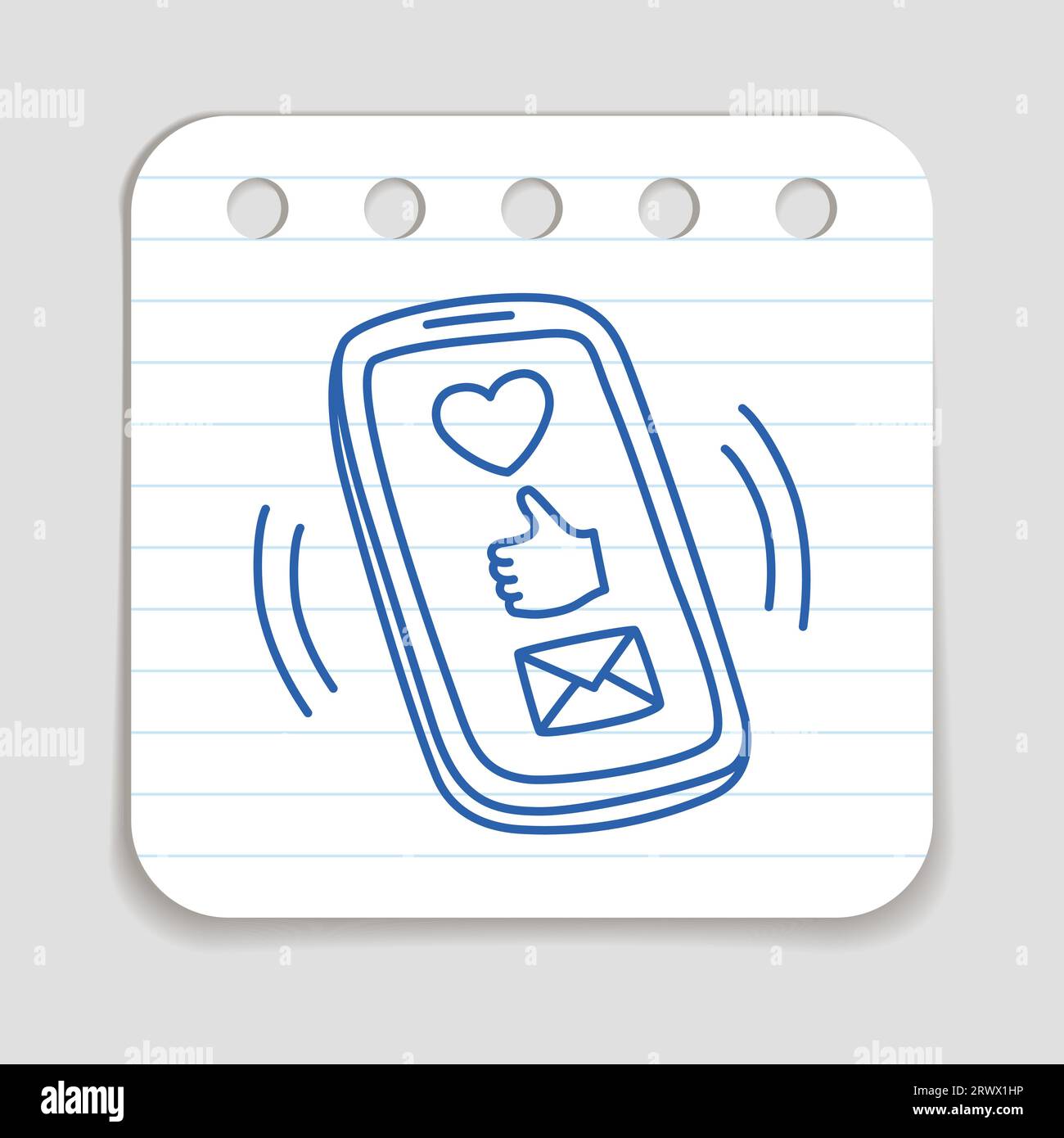 Doodle Mobile phone icon. Blue pen hand drawn infographic symbol on a ...