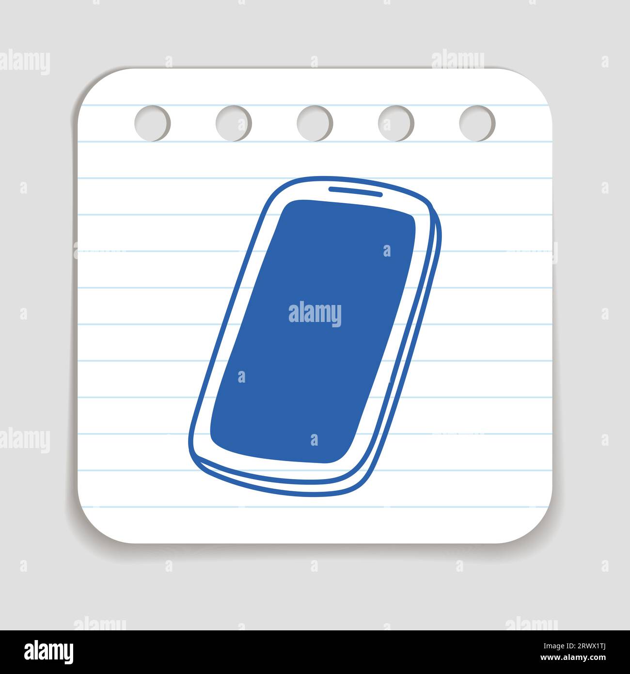 Doodle Mobile phone icon. Blue pen hand drawn infographic symbol on a ...