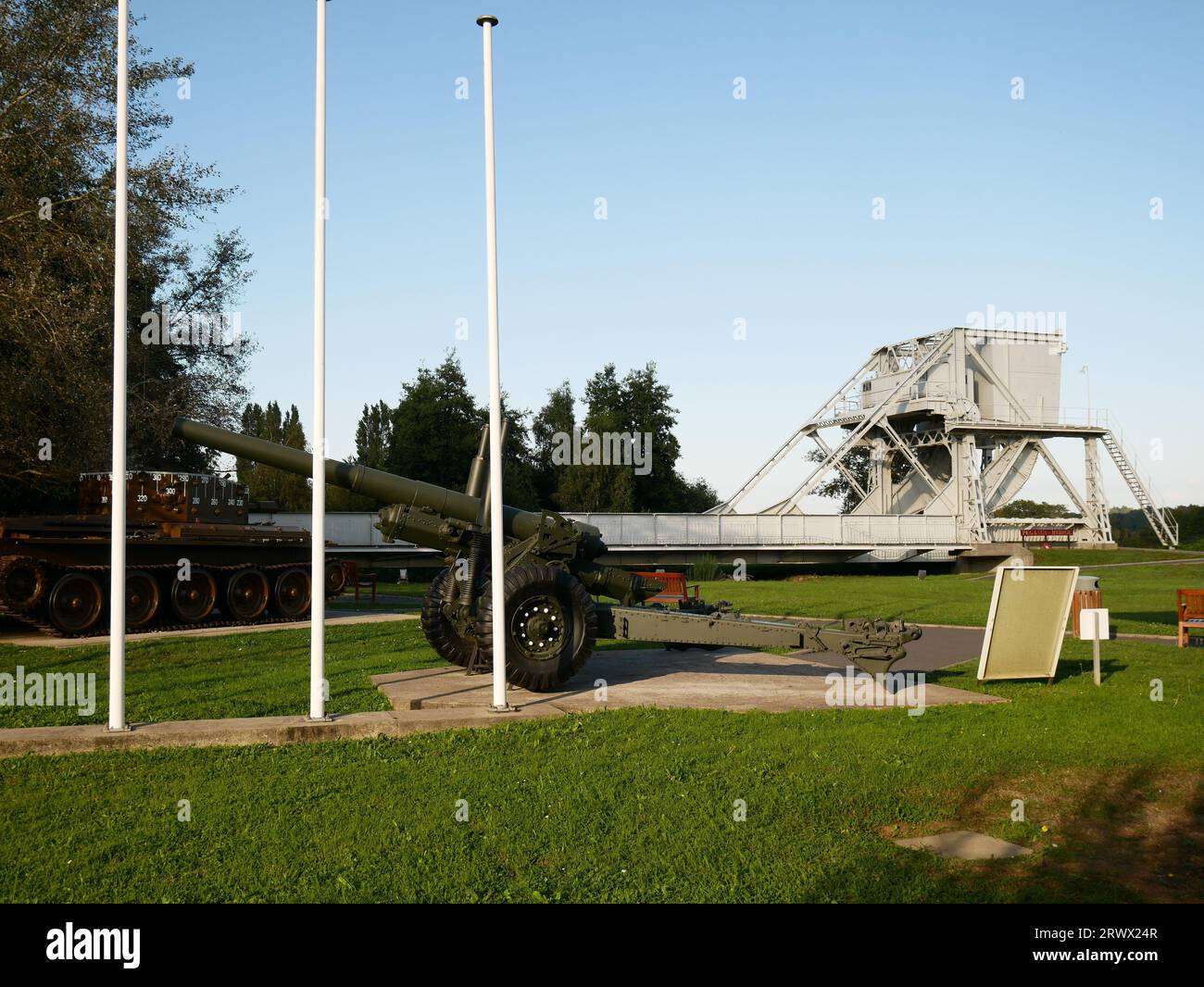 The original Pegasus Bridge in the grounds of the Pegasus Memorail ...