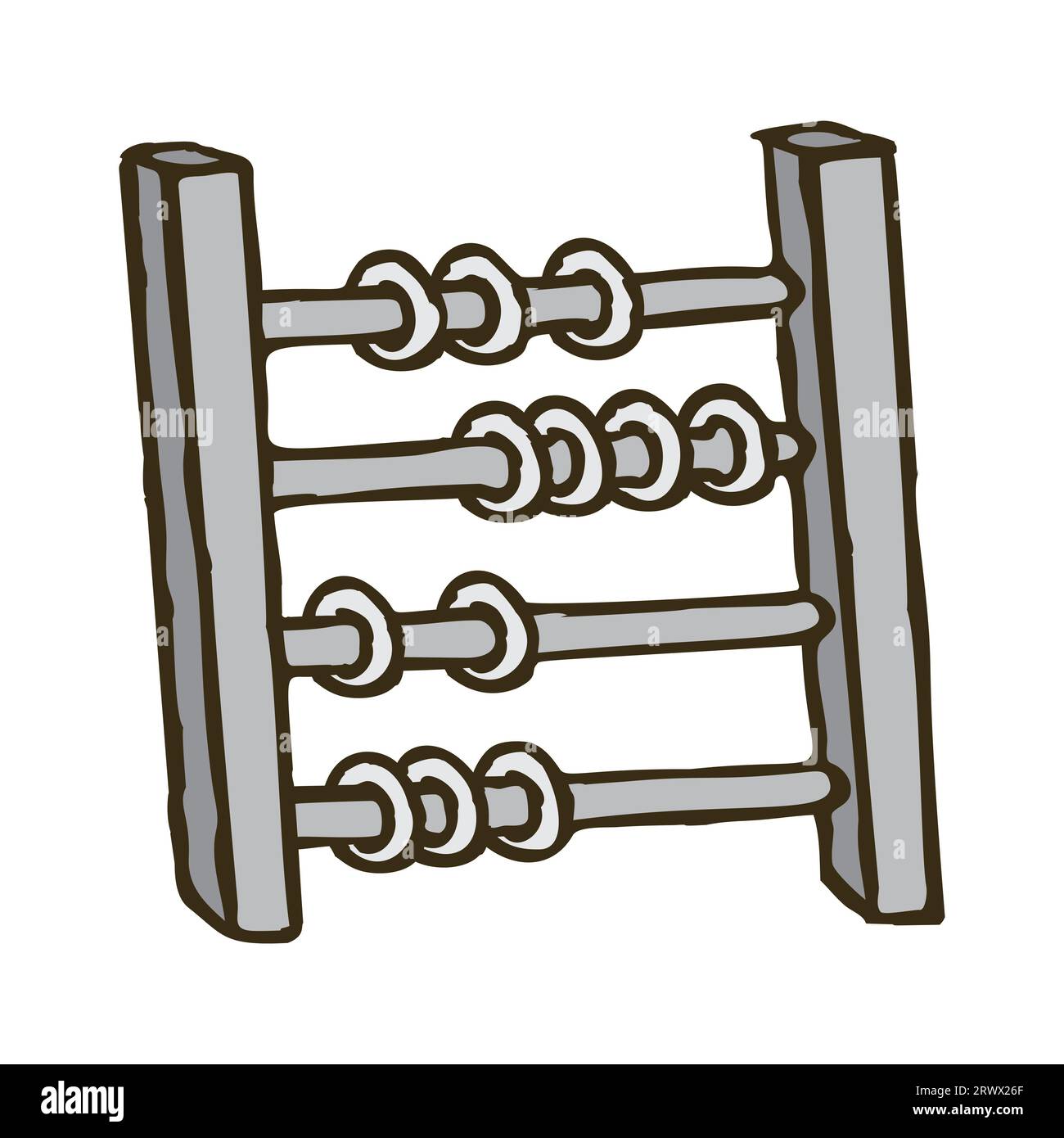 Doodle abacus with wooden beads. Hand drawn vintage calculation tool ...