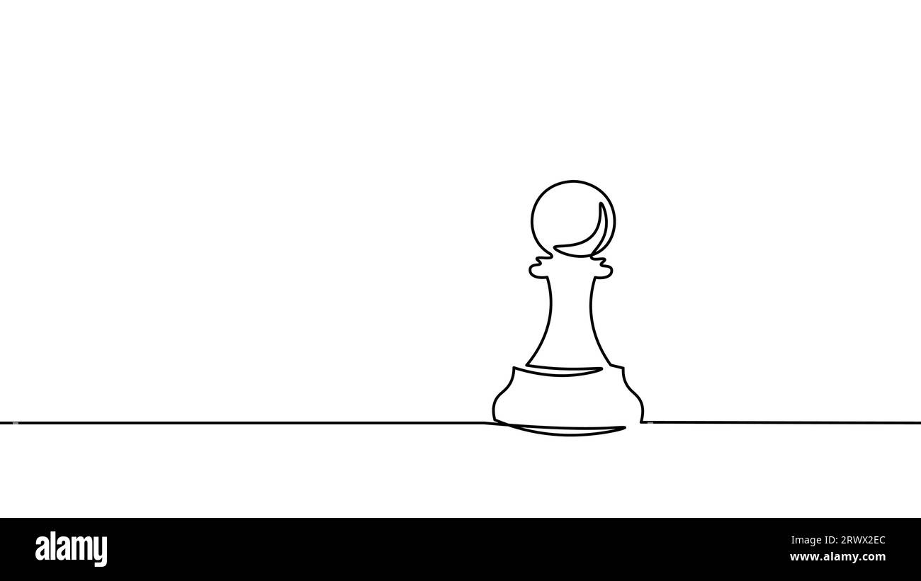 Web One line chess king silhouette drawing. Continuous line sketch play ...