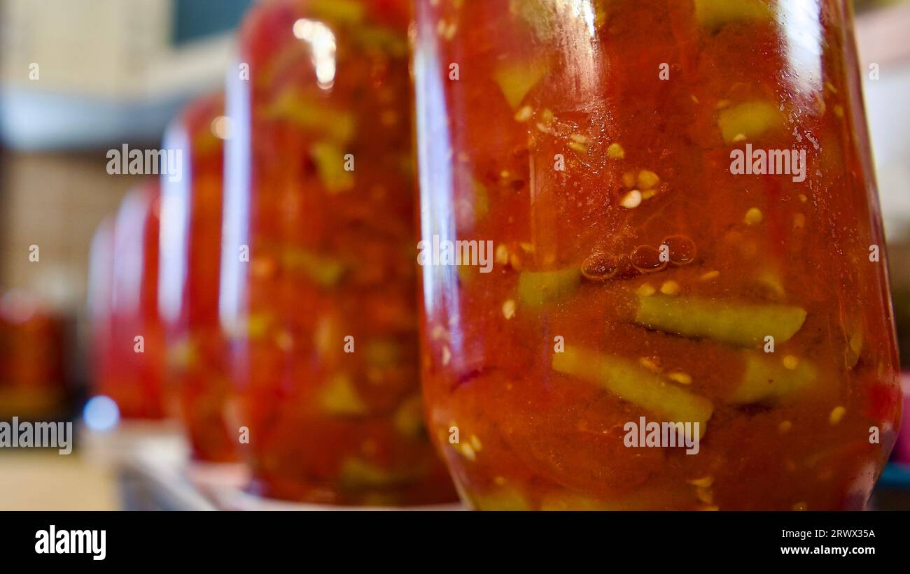 Preserved stew made from local "Ayaş" tomatoes and sweet peppers ...