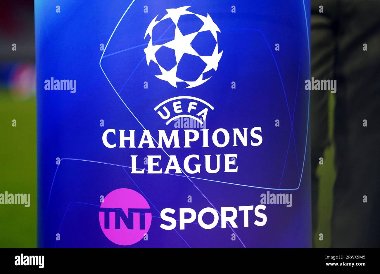 UEFA Champions League and TNT Sports branding during the UEFA Champions ...