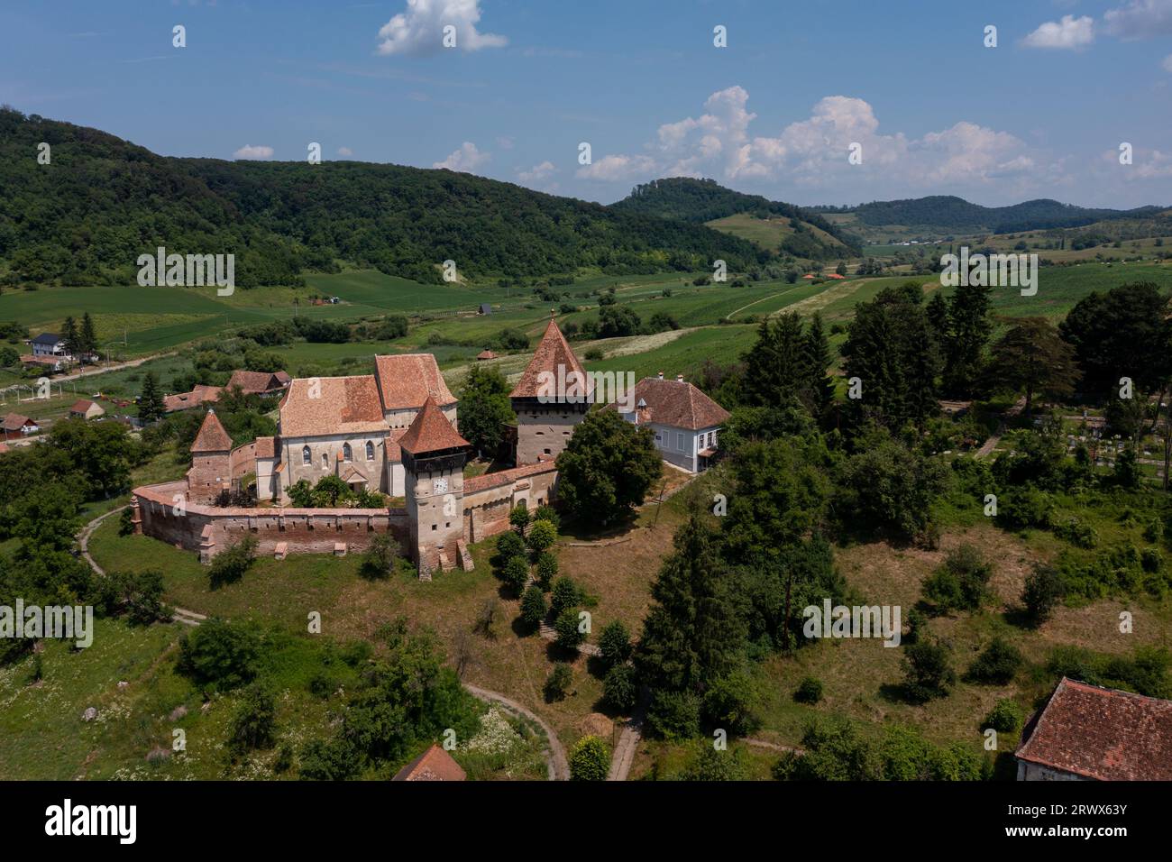 The fortified church of Alma Vii in Romania Stock Photo - Alamy