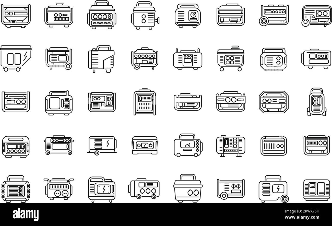 Power generator icons set outline vector. Electric engine. Power ...