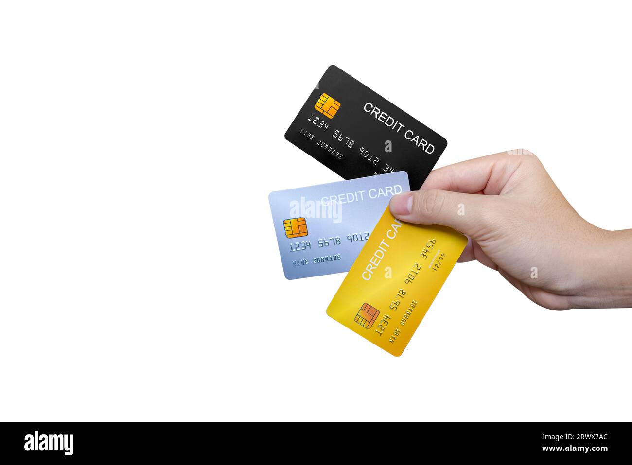 Hand holding credit card isolated on white background Stock Photo - Alamy