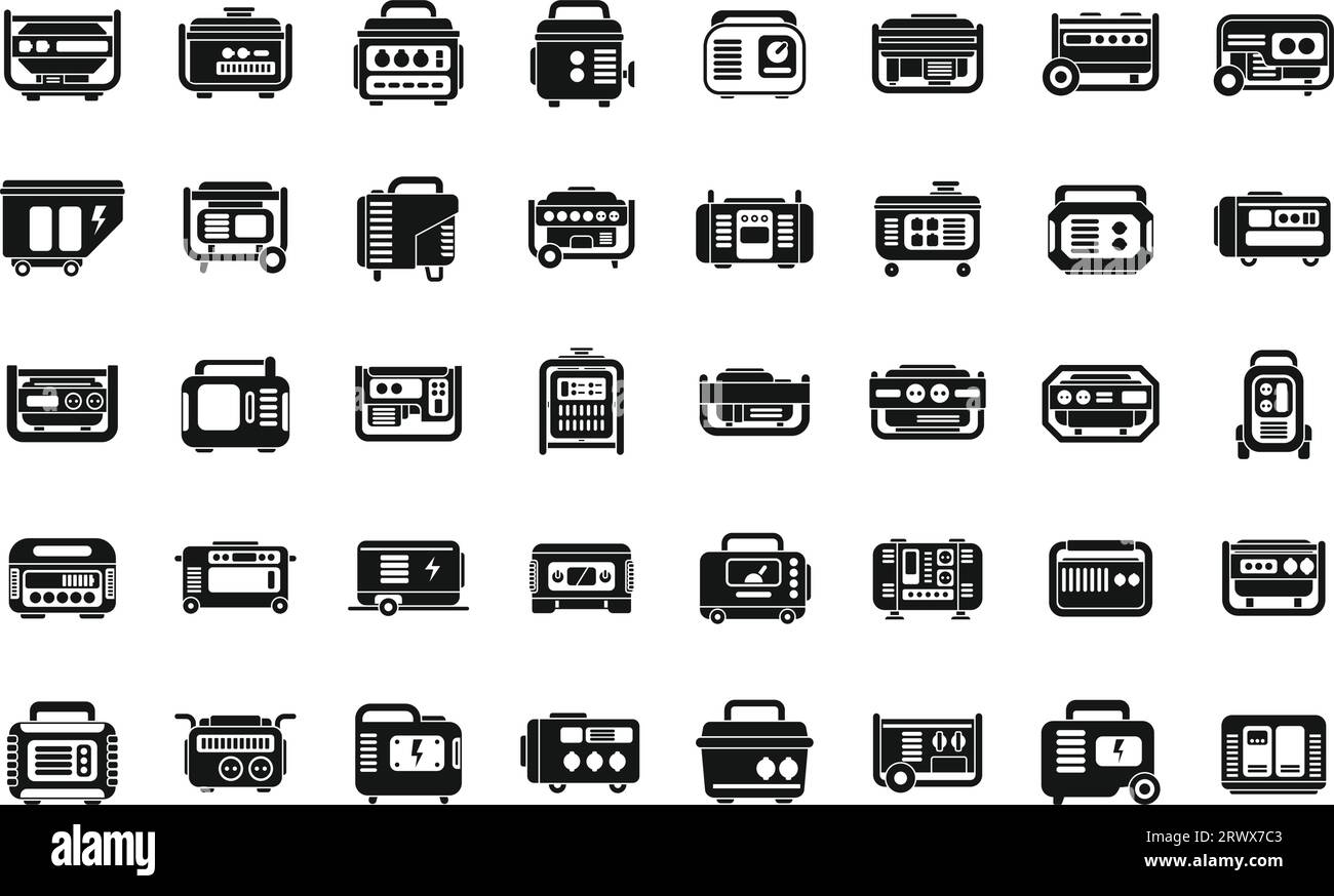 Power generator icons set simple vector. Electric engine. Power ...
