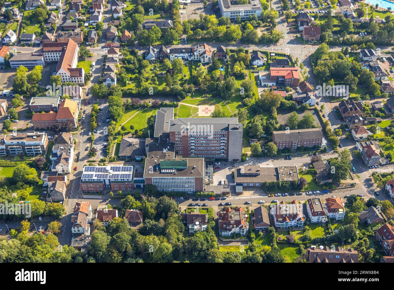 Aerial view, St. Elisabeth Hospital, Beckum, Münsterland, North Rhine ...