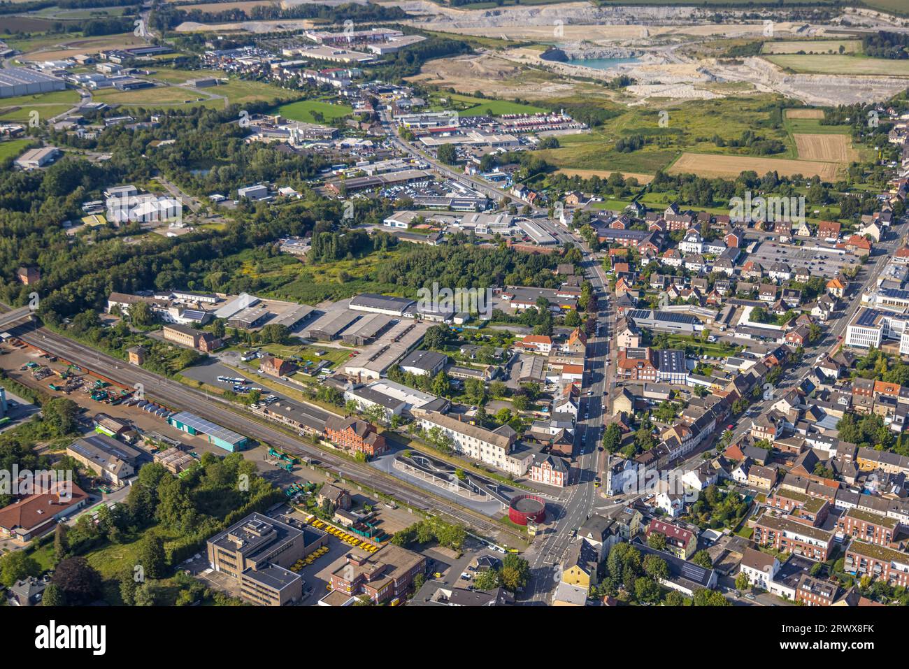 Aerial view, Holcim quarry, Grüner Weg industrial park, Beckum cultural ...