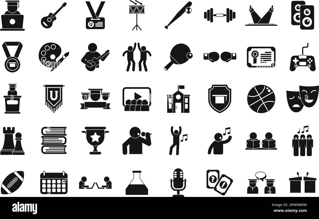 Student club icons set simple vector. Academic student. Friend ...