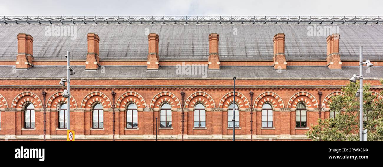 Chimneys and arches on the victorian brick built railway station at St ...