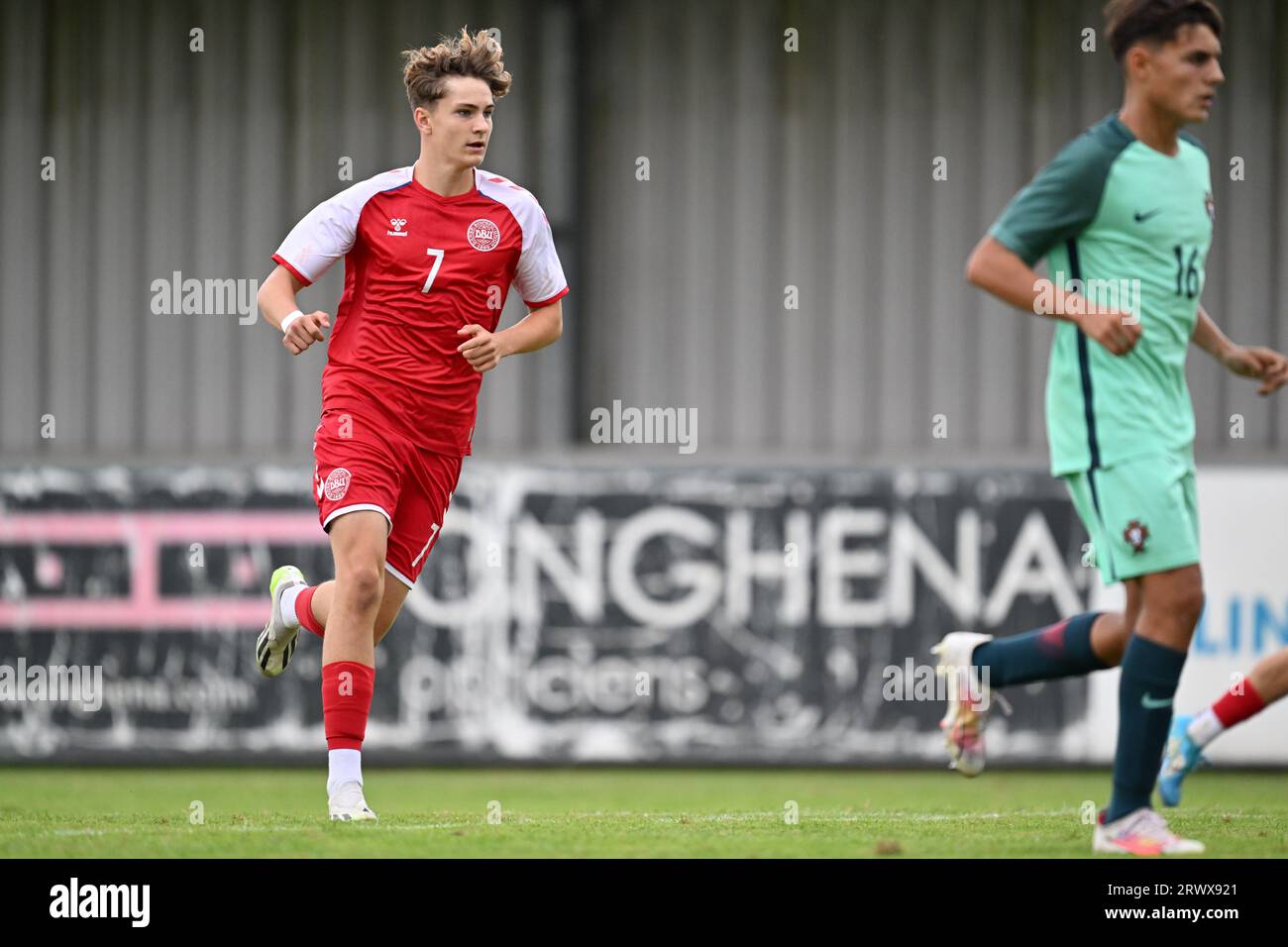 Sint Niklaas, Belgium. 19th Sep, 2023. Jacob Ambaek (7) of Denmark ...