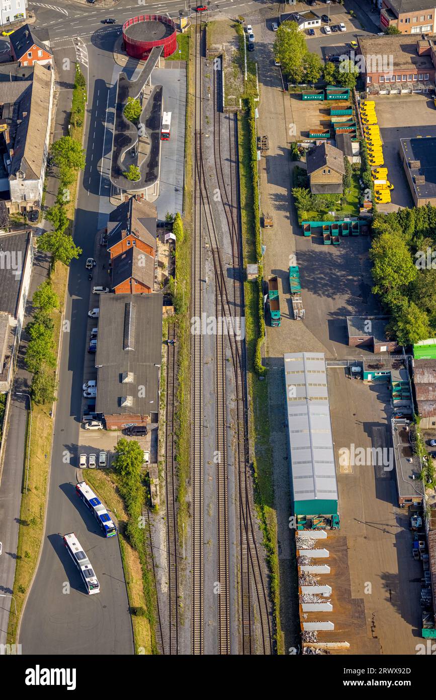 Aerial view, Kulturbahnhof Beckum, bus station, Beckum, Münsterland ...