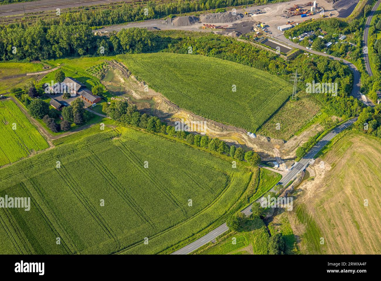 Meadows and fields with construction site at hellbach hi-res stock ...