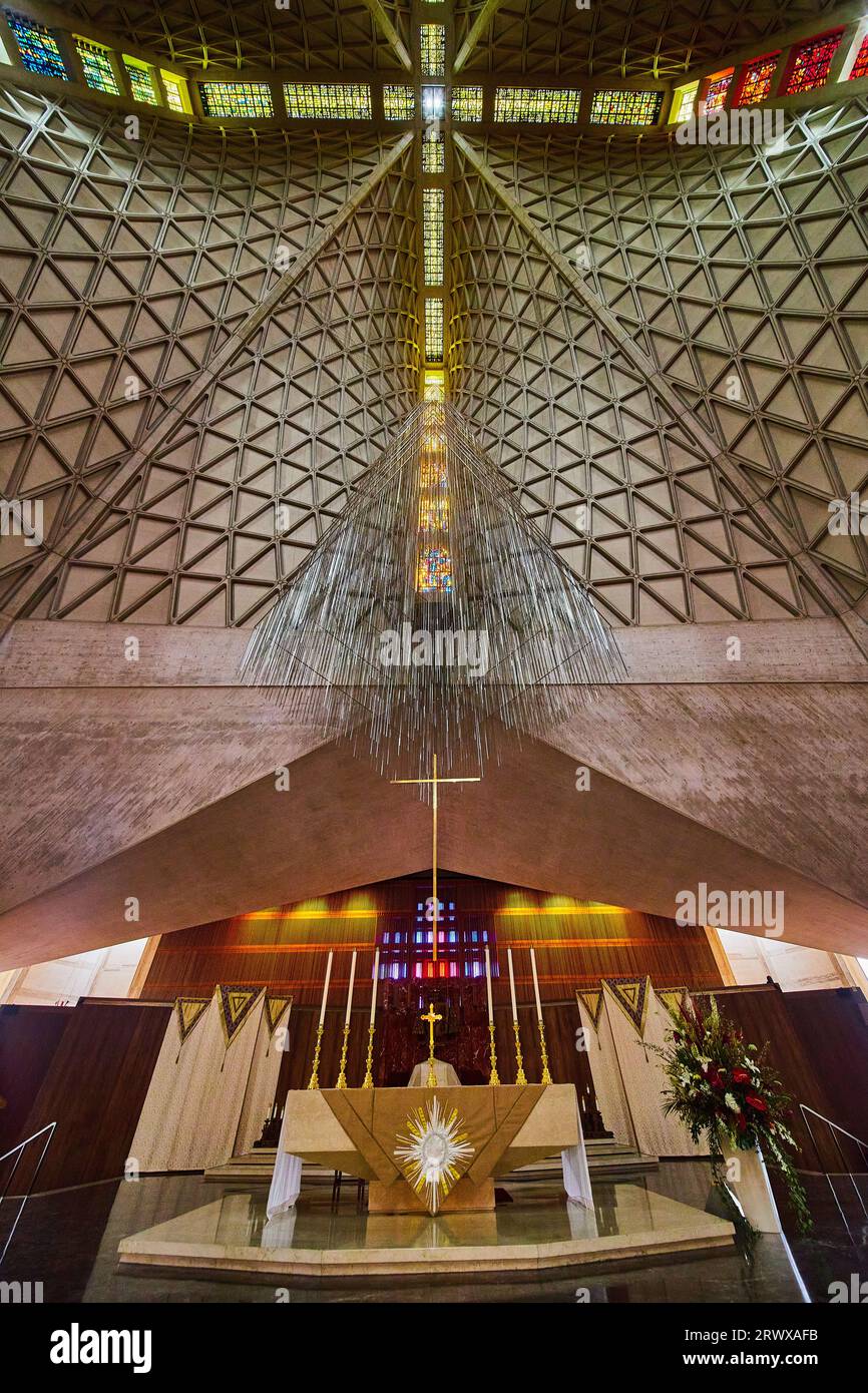 Altar view with elaborate ceiling inside Cathedral of Saint Mary of the ...