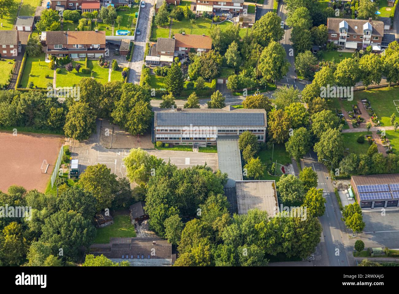 Aerial view, Cardinal von Galen School, Vellern, Beckum, Münsterland ...