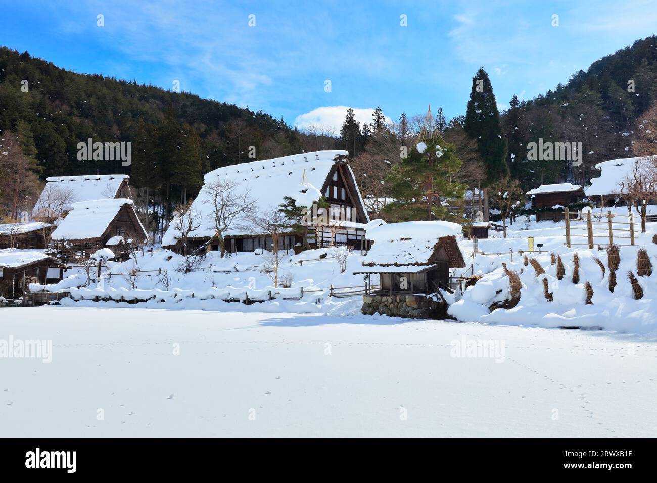 Snow in Hida Folk Village in winter Stock Photo - Alamy