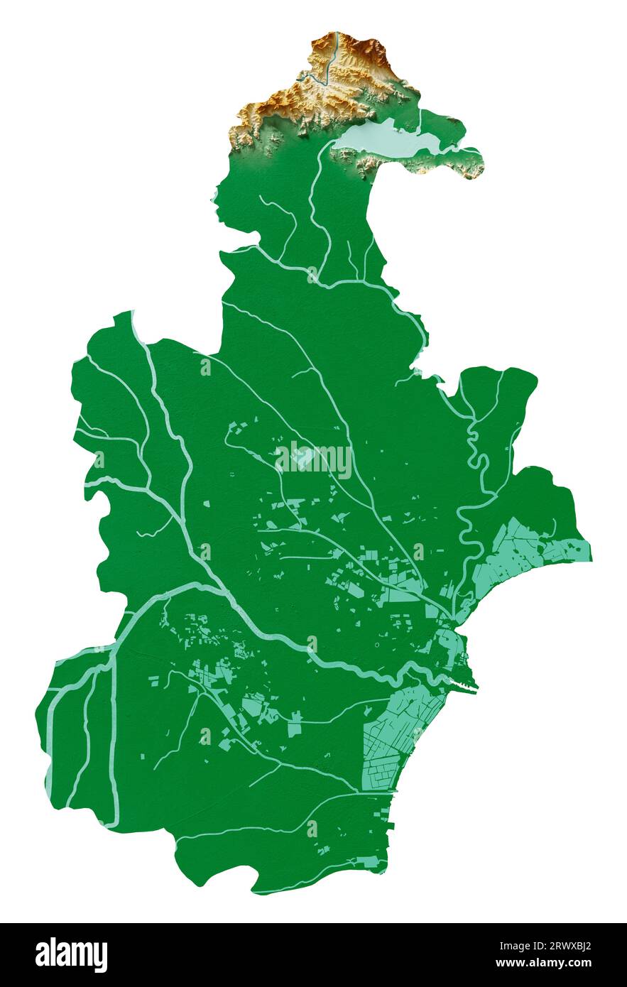 Tianjin. A municipality (province) of China. A 3D rendering of a shaded ...