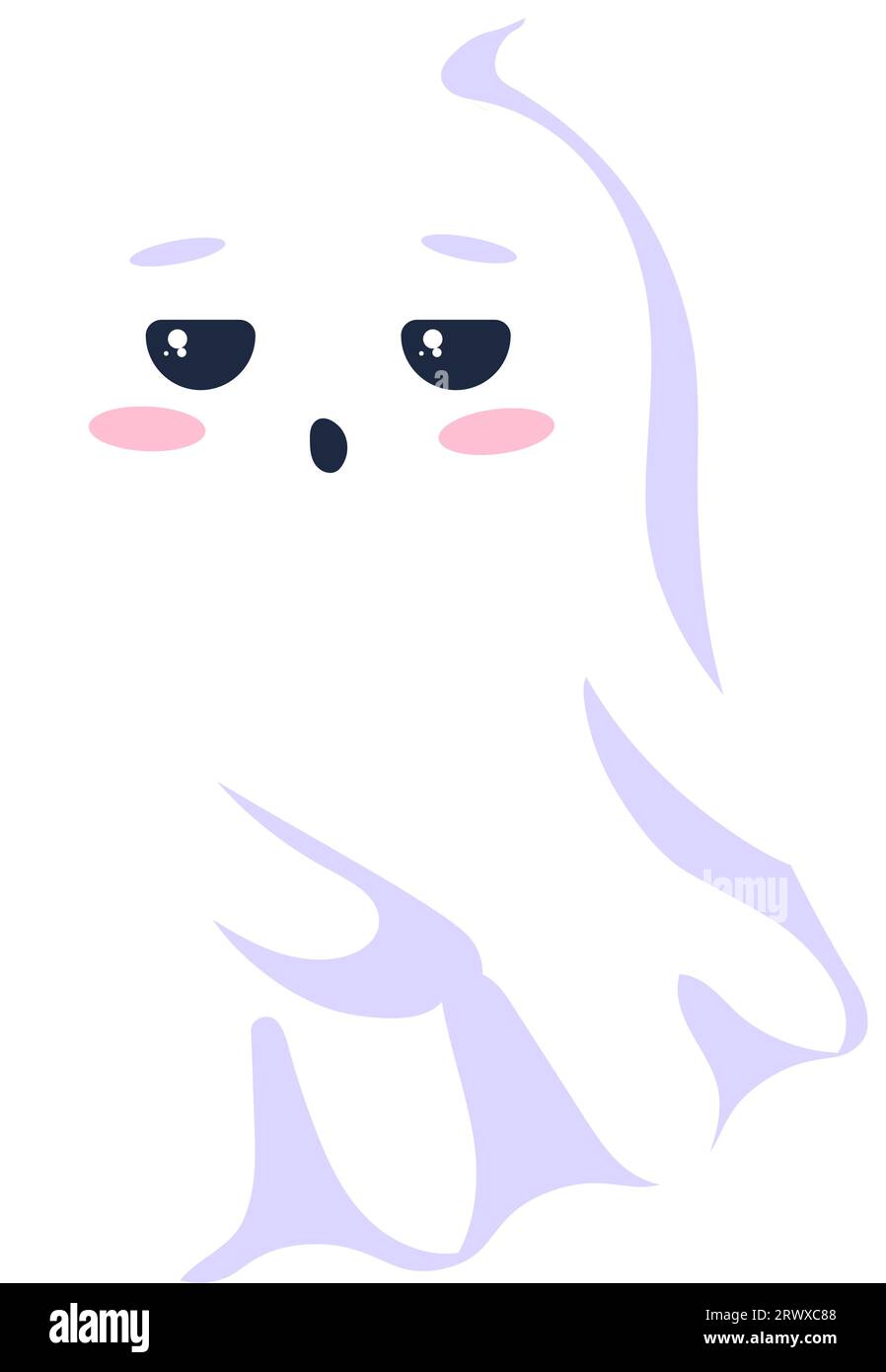 Halloween kawaii ghost with rosy cheeks and a mischievous face, floats ...