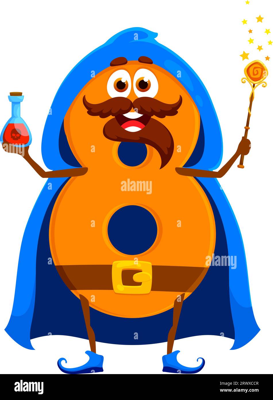 Cartoon Halloween number 8 or digit character in holiday costume ...