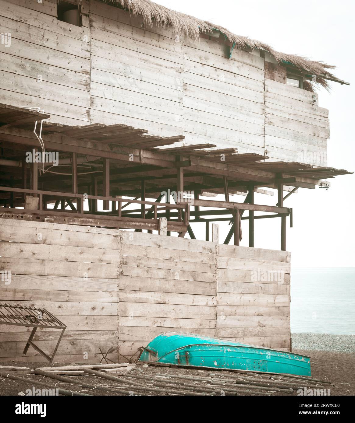 inshore old slum boat hangar Stock Photo - Alamy