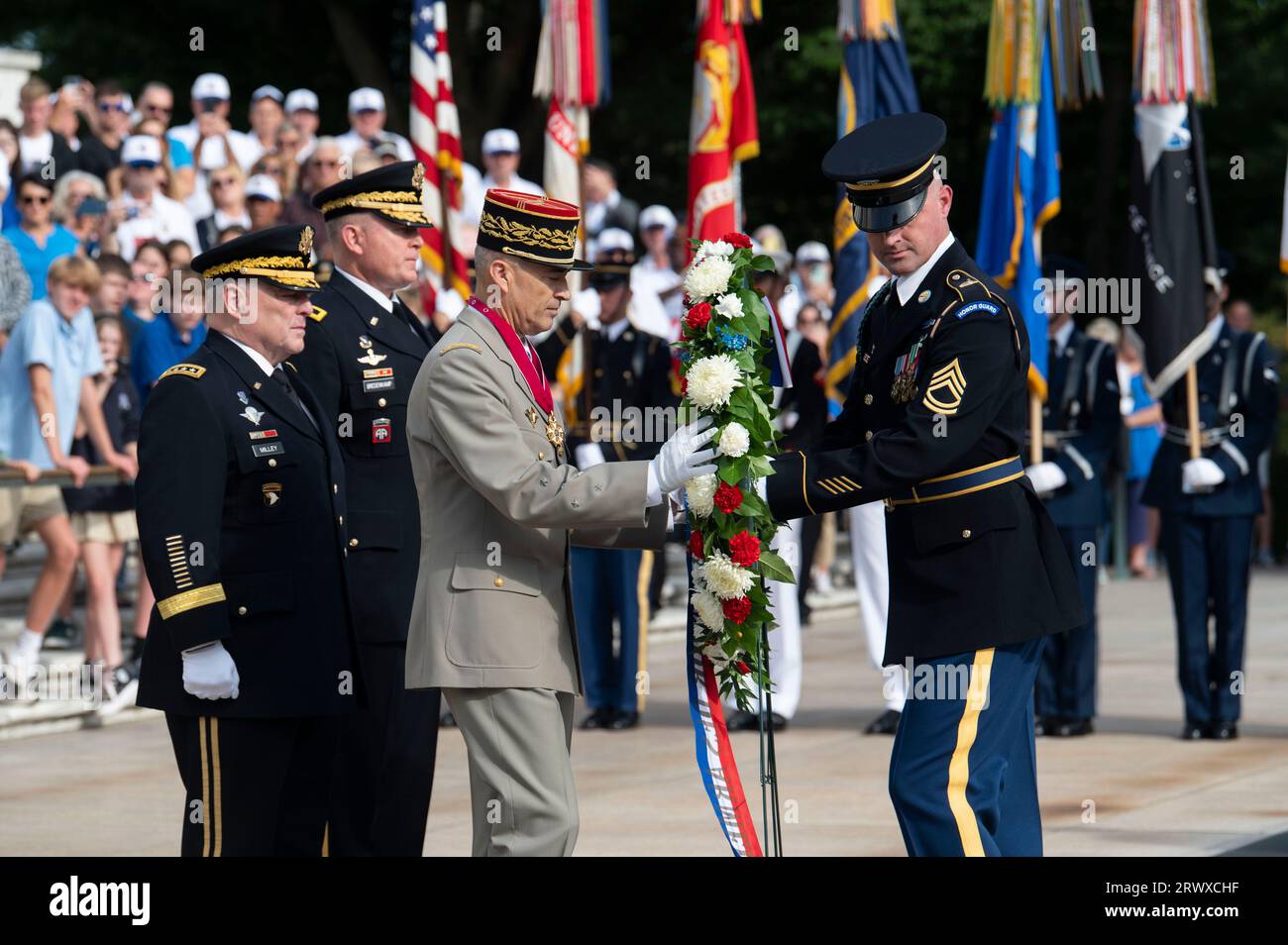 French Chief of the Defense Staff Gen. Thierry Burkhard lays a wreath ...