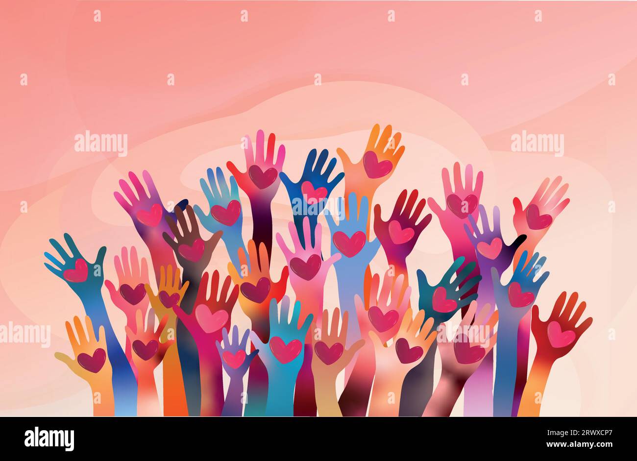 Raised hands of volunteer people holding a heart. People diversity ... Raised hands of volunteer people holding a heart. People diversity ...