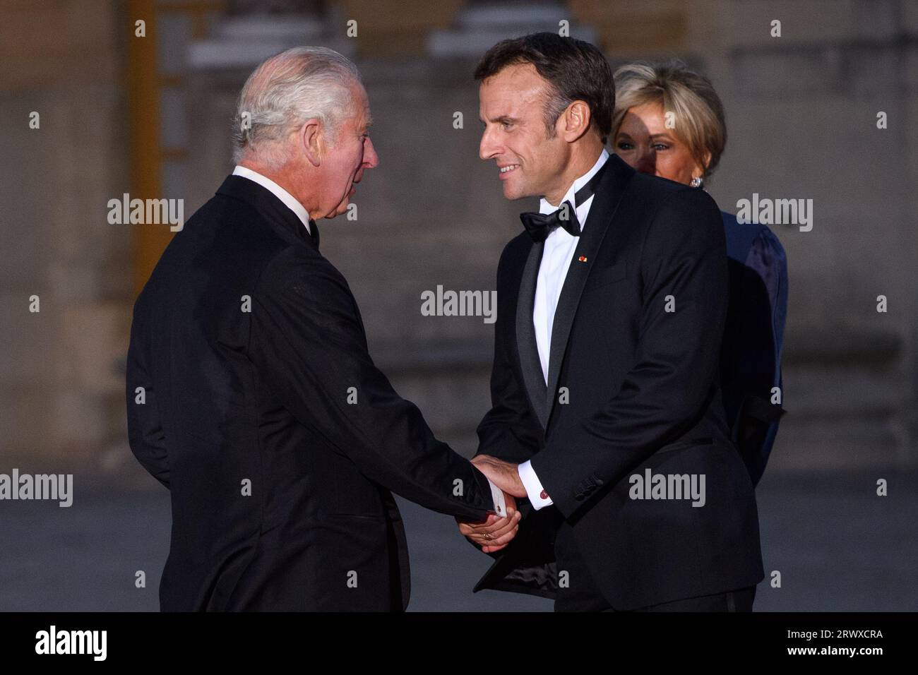 Versailles, France. 20th Sep, 2023. French President Emmanuel Macron (C ...