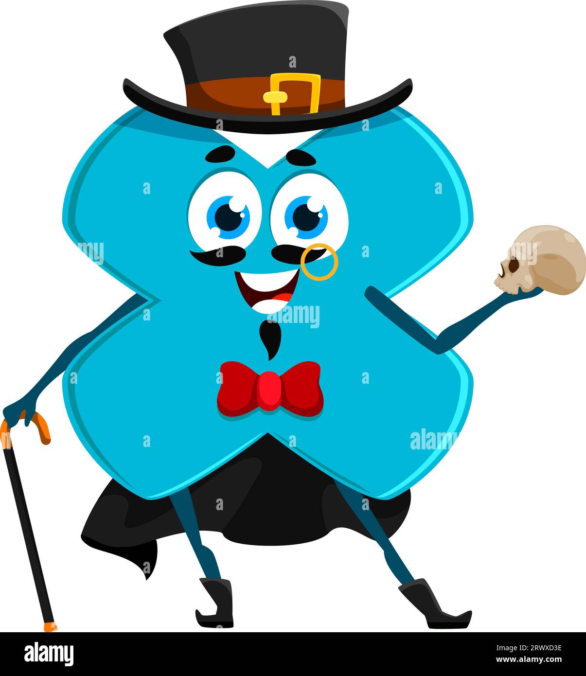 Halloween cartoon multiplication math sign in holiday costume, vector ...