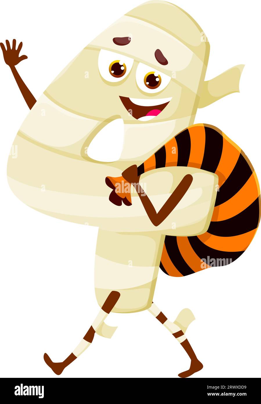 Halloween cartoon number 4 in mummy costume for holiday, vector digit ...