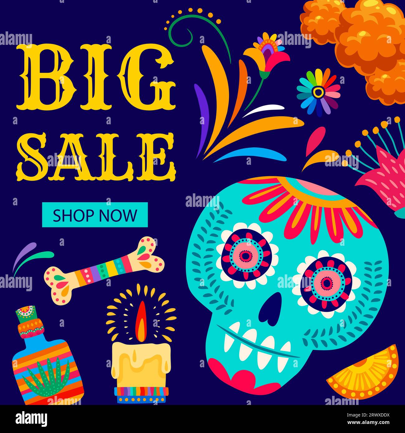 Day of the Dead Dia De Los Muertos mexican holiday big sale banner ...