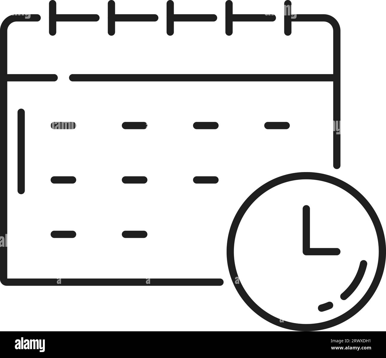 Calendar Assignment And Clock Outline Icon Vector Schedule