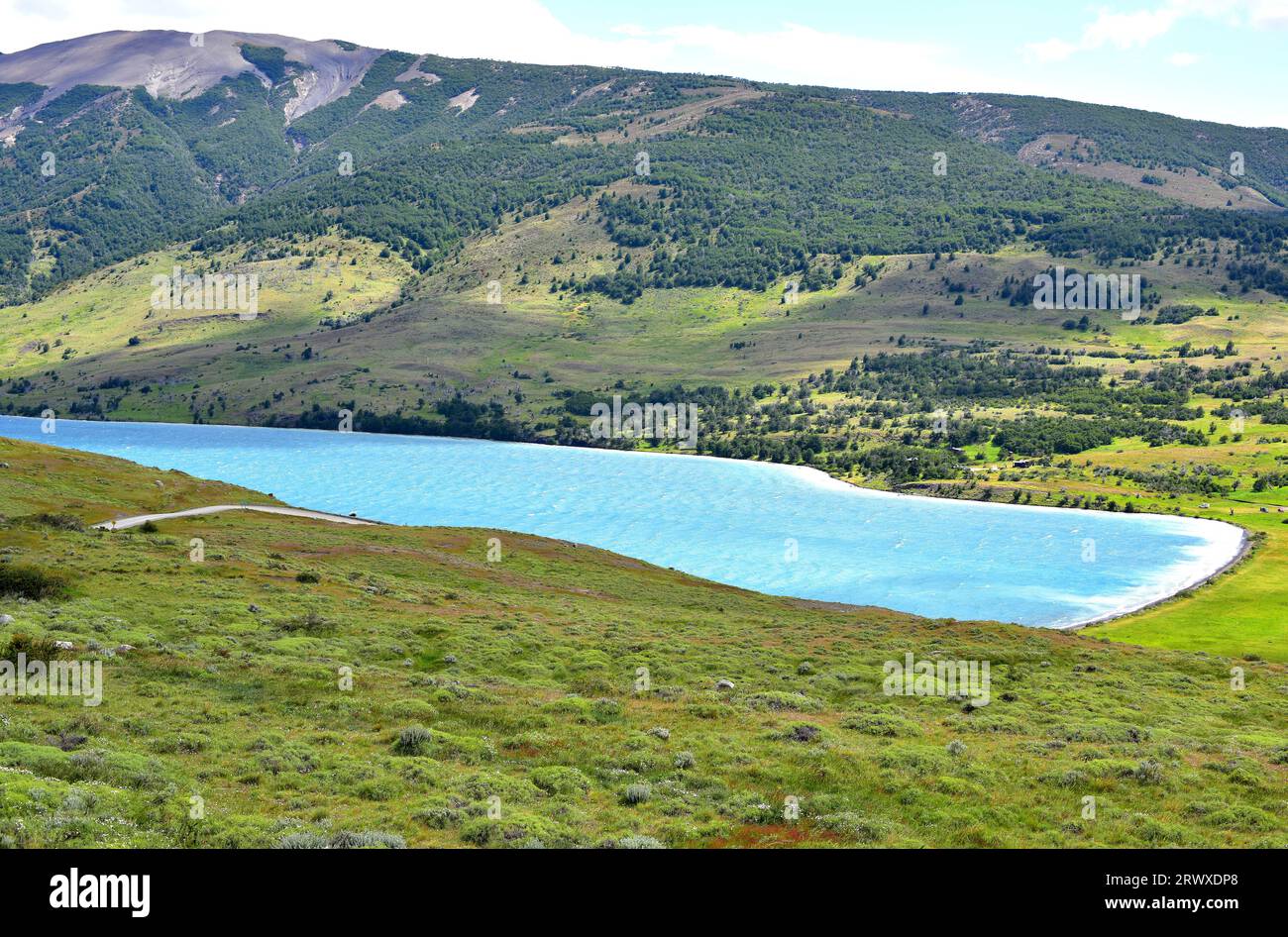 Torres del Paine National Park. Lago Azul (Blue Lake). Provincia de ...