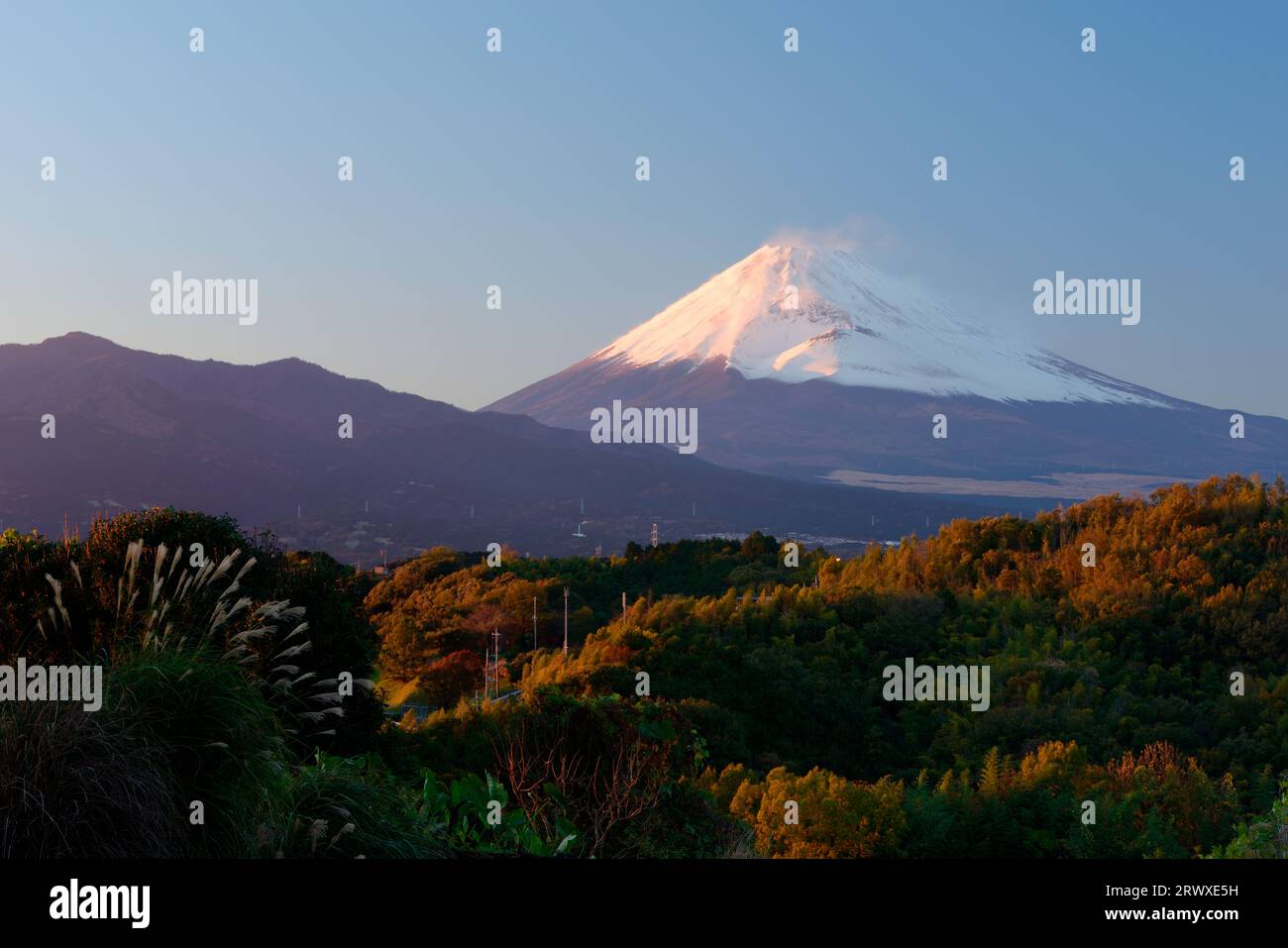 Red Fuji seen from Mishima City Stock Photo - Alamy