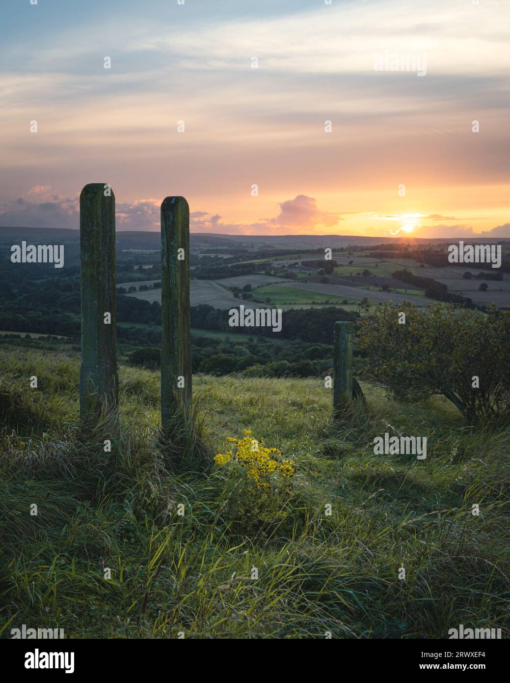 Sunset viewed from the edge of Consett, County Durham. Fawcett park ...