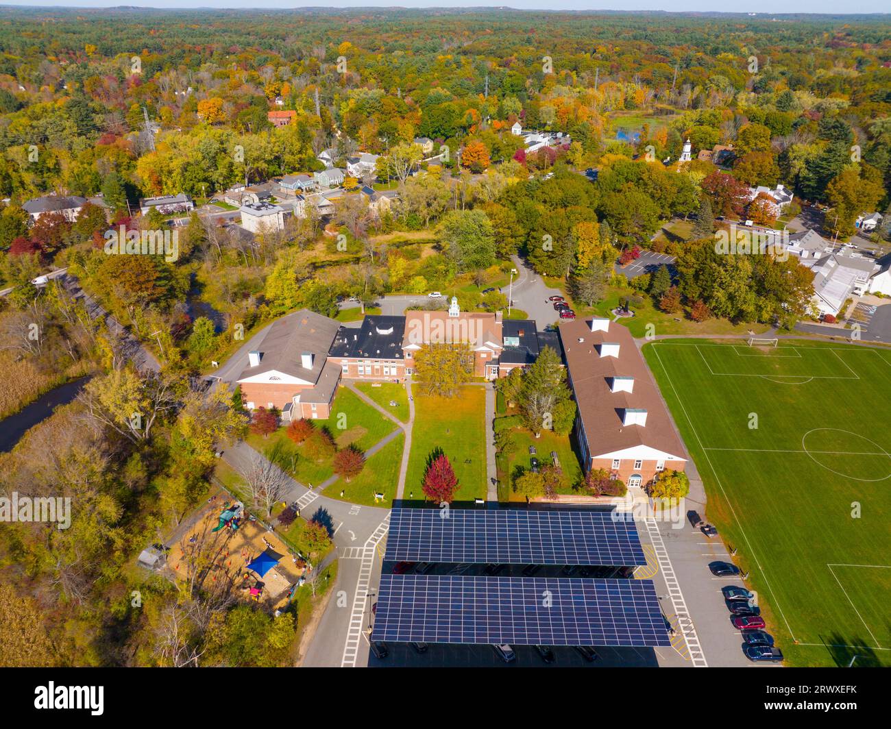 Wayland historic town center aerial hi-res stock photography and images ...