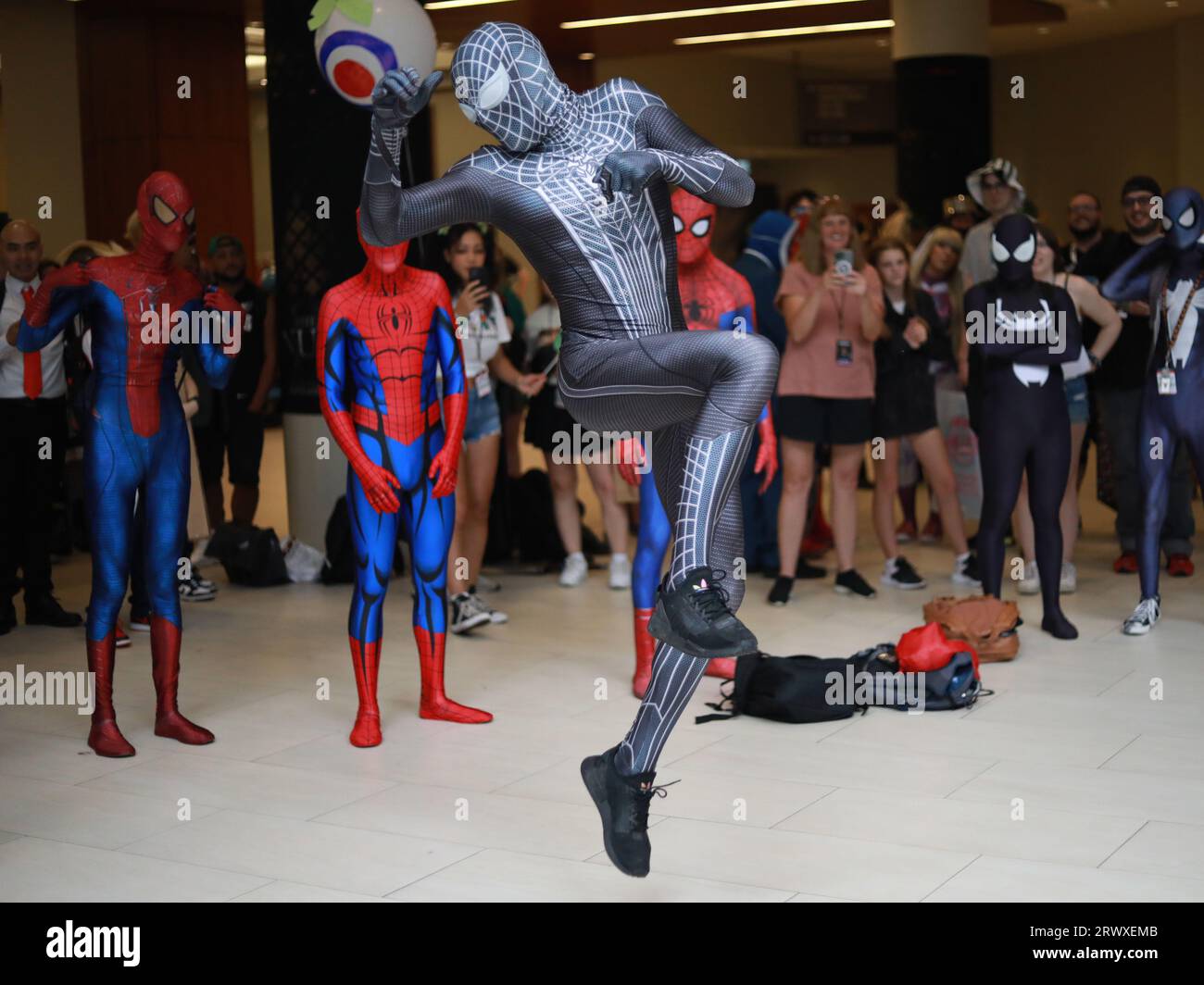 Cosplayers dressed as Spider-man attend the ‘Fan Expo Canada’ at Metro ...
