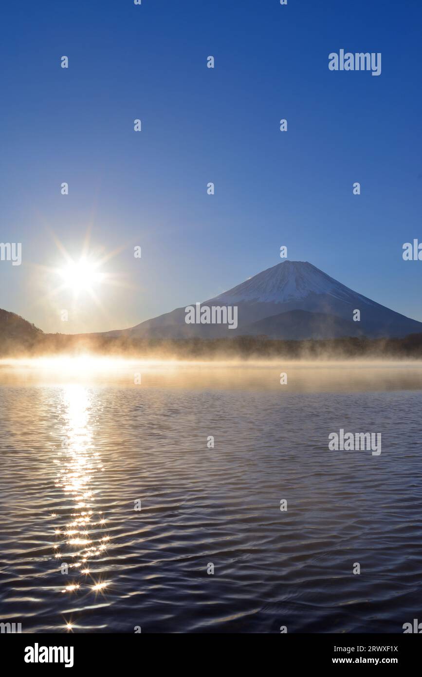 Fuji and sunrise from Shojin Lake Stock Photo - Alamy