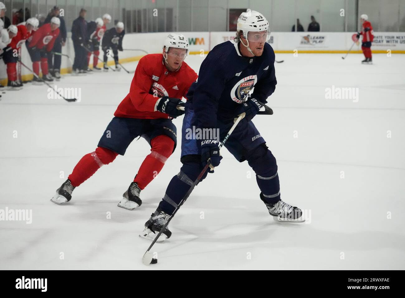 Florida Panthers forward Brett Ritchie (33) controls the puck as John ...