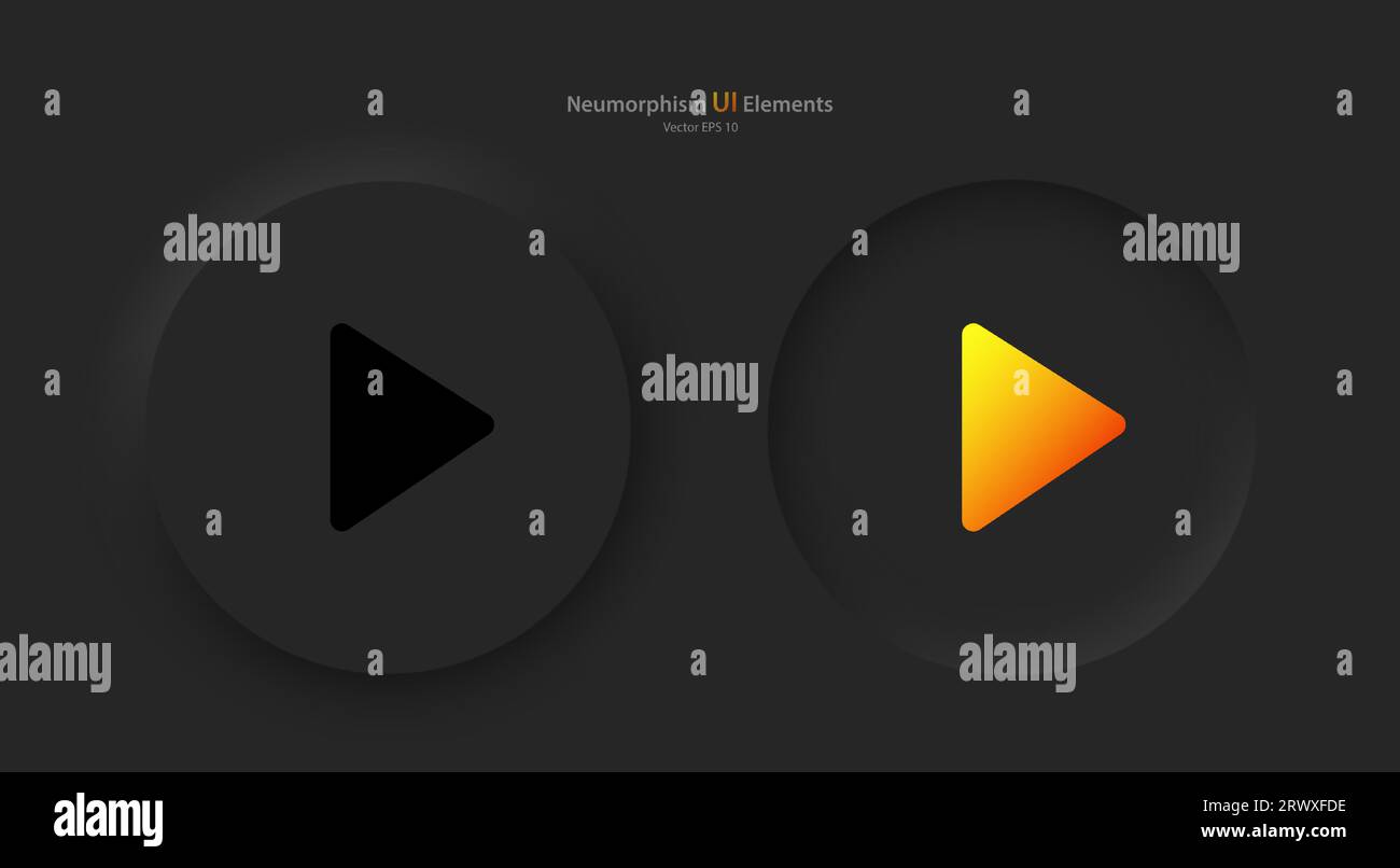 A set of round buttons with black and yellow play symbols Stock Vector ...
