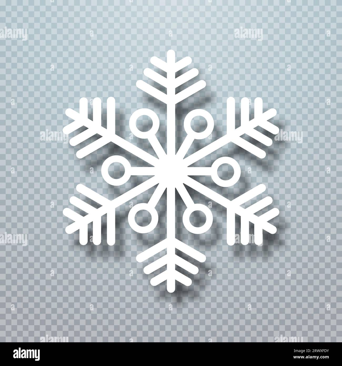 White snowflake with paper effect on transparent background for winter ...